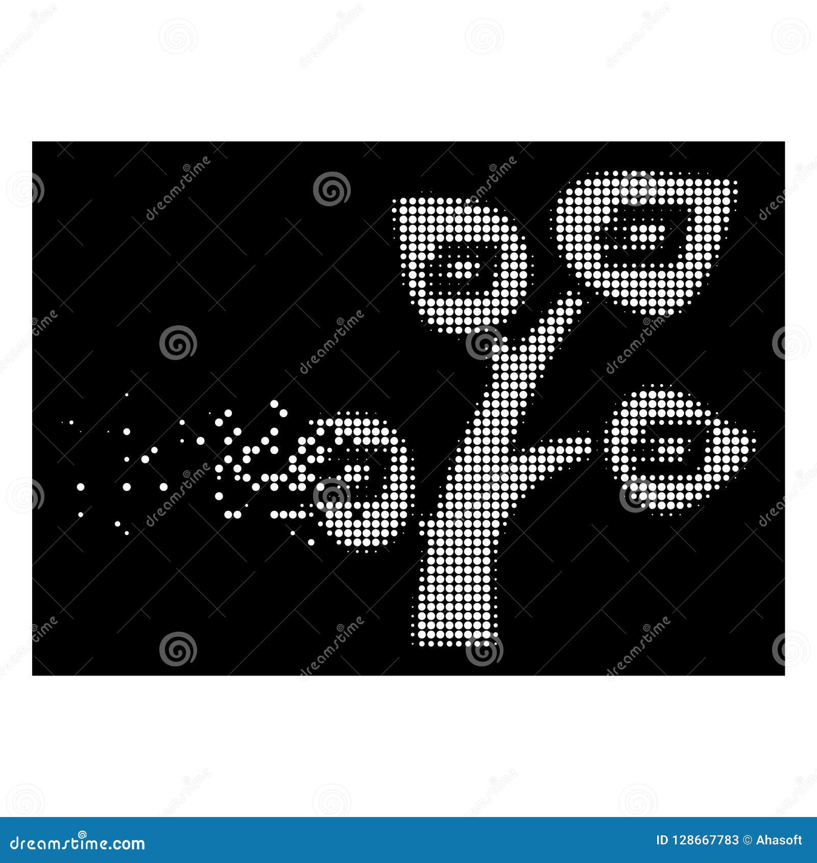 White Disappearing Pixel Halftone Dash Tree Icon Stock Vector ...