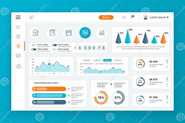 Dashboard Admin Panel Vector Design Template with Infographic Elements ...