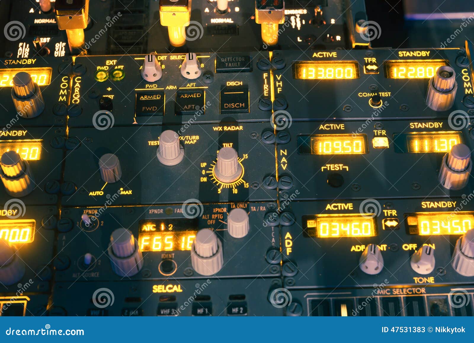 Dashboard of an aircraft stock image. Image of illumination - 47531383