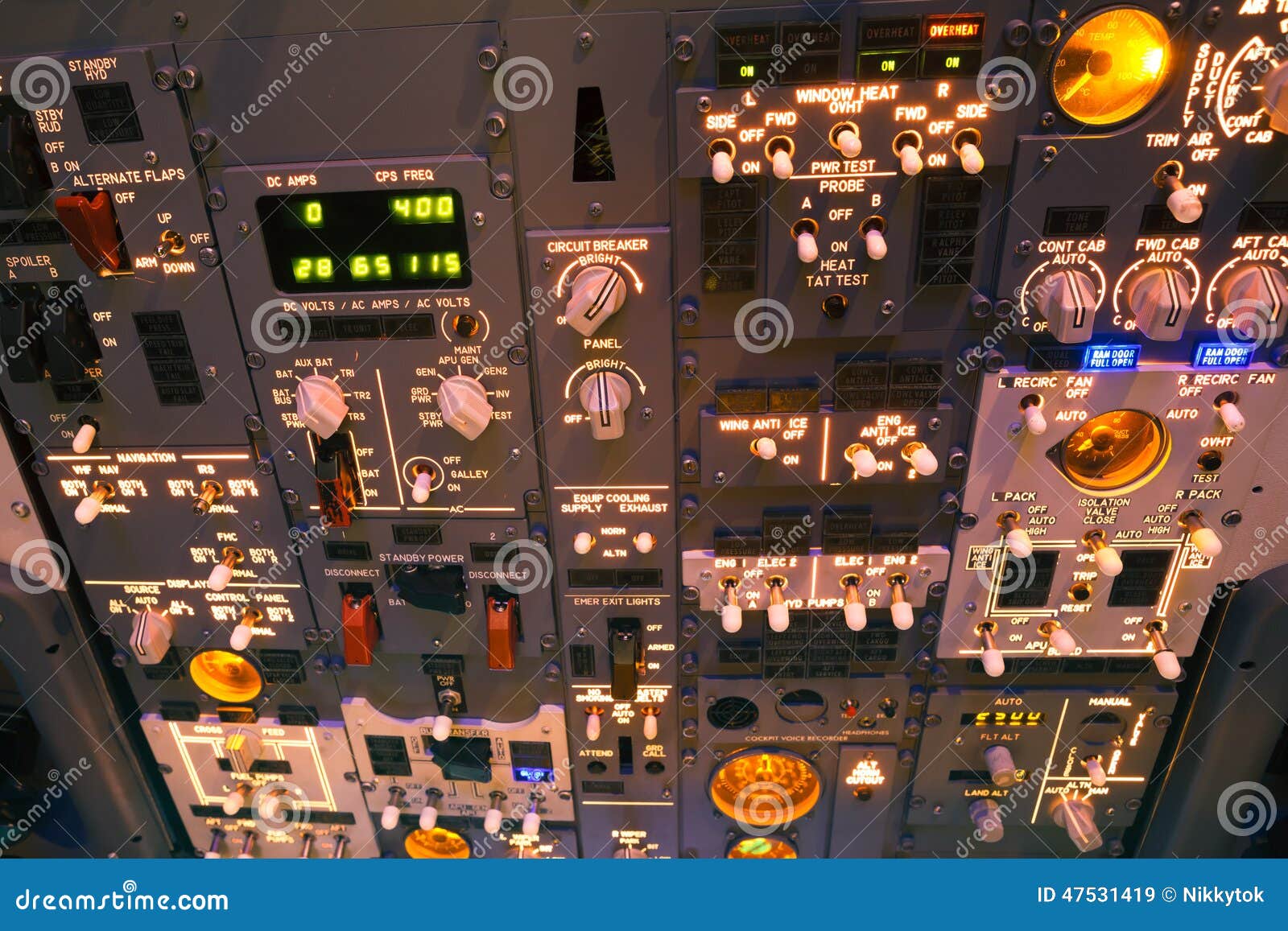 Dashboard of an aircraft stock image. Image of illumination - 47531419
