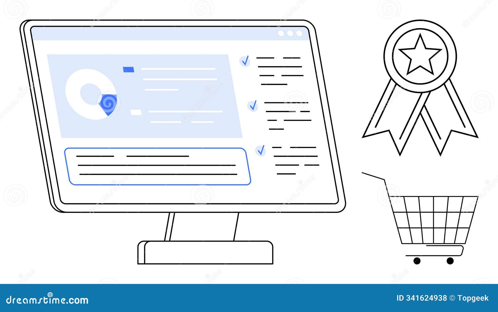 Dashboard with Analytics, Badge, and Shopping Cart Representing Online ...