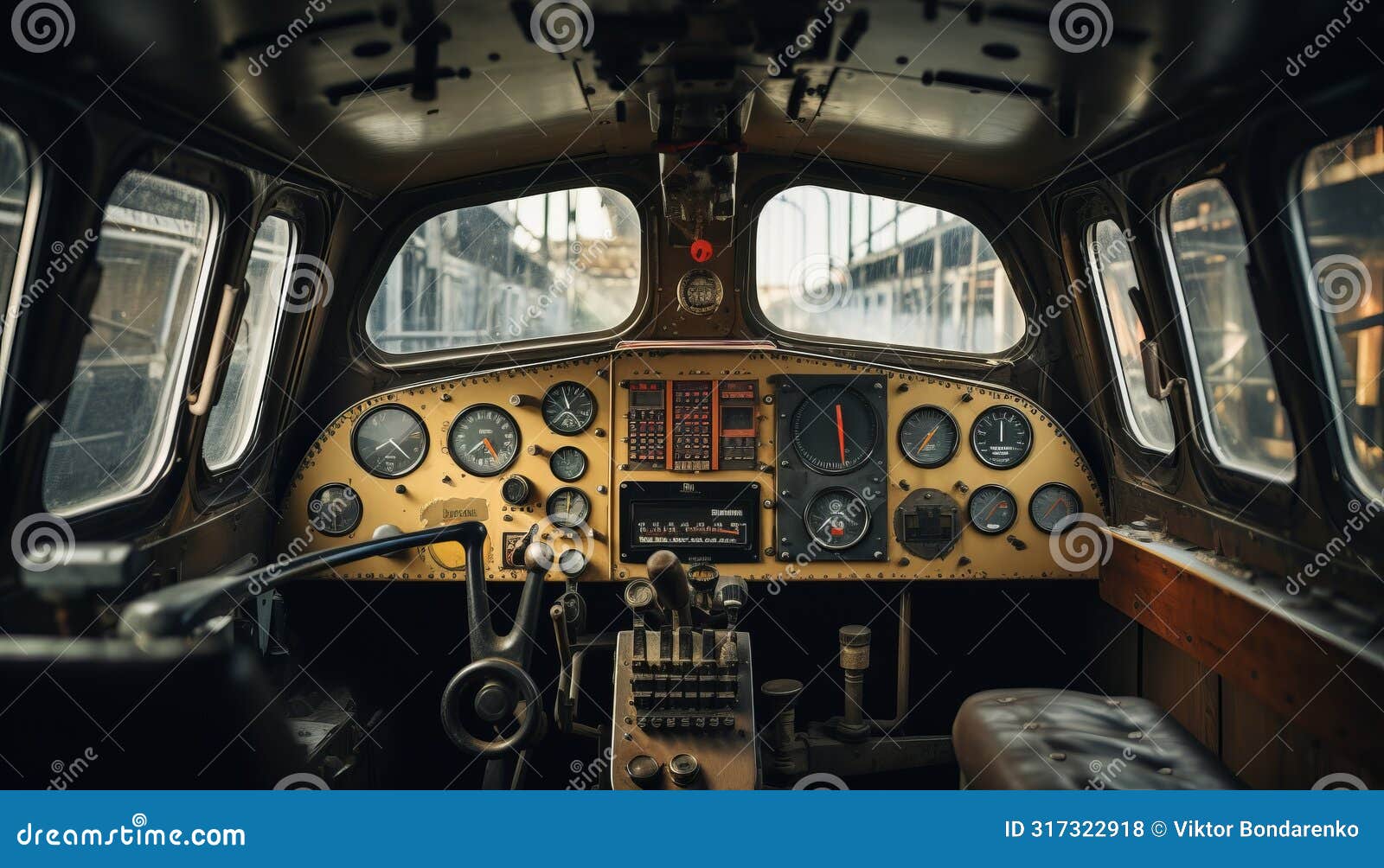 Dashboard in the Cabin of a Locomotive Stock Photo - Image of button ...