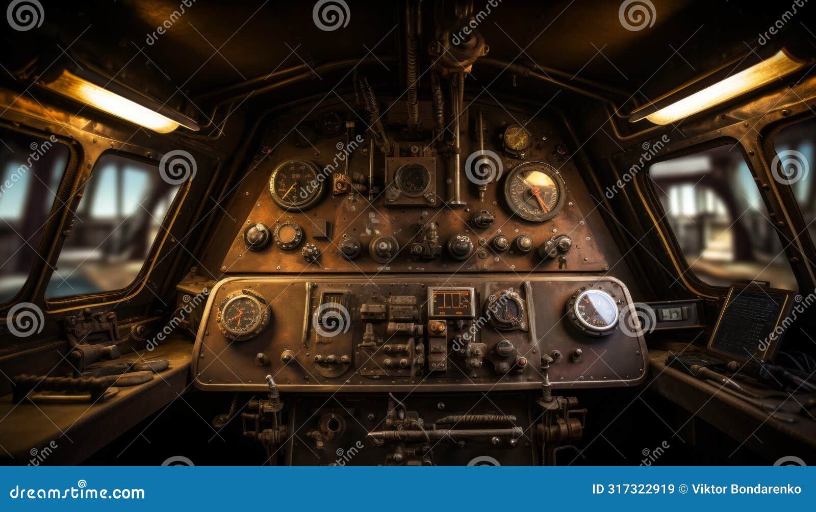 Dashboard in the Cabin of a Locomotive Stock Image - Image of distance ...