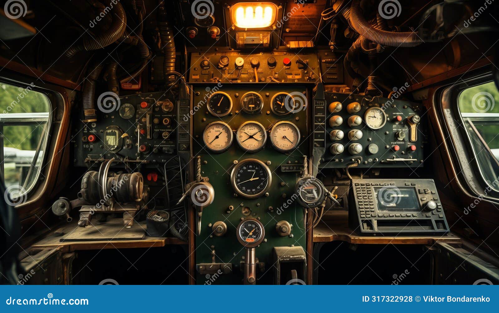 Dashboard in the Cabin of a Locomotive Stock Photo - Image of ...