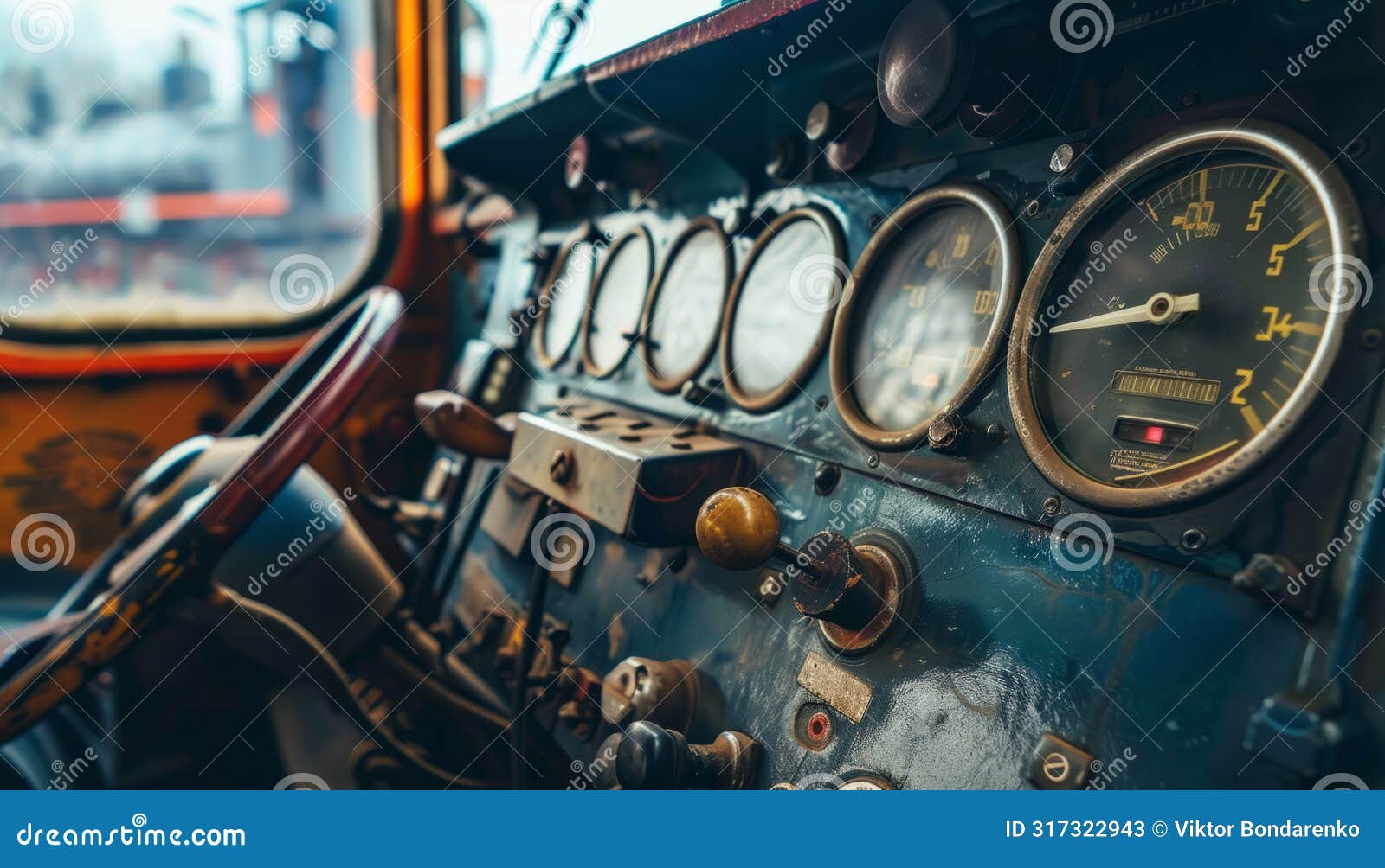 Dashboard in the Cabin of a Locomotive Stock Image - Image of engineer ...