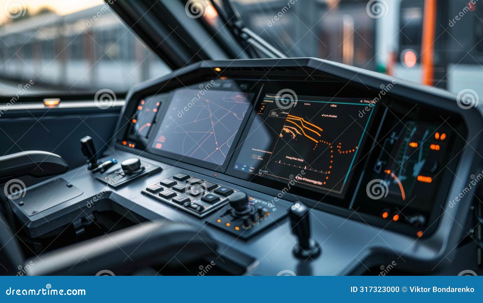 Dashboard in the Cabin of a Locomotive Stock Photo - Image of line ...