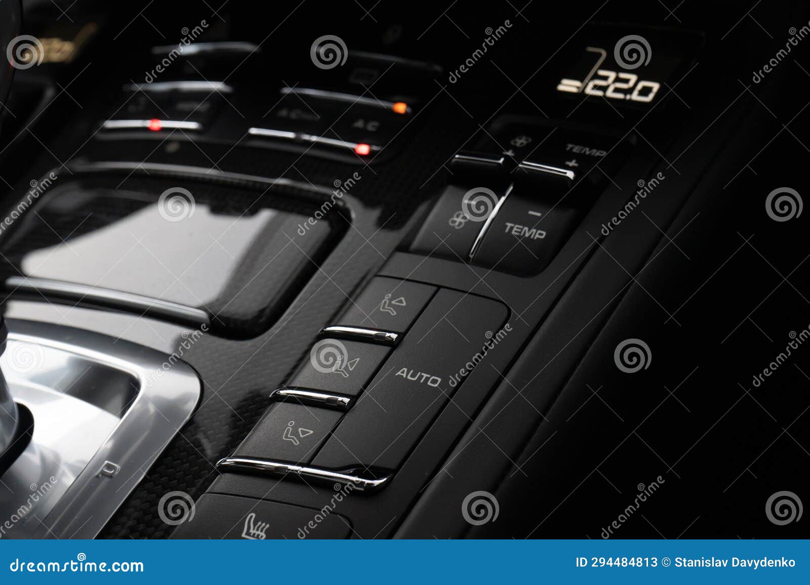 Dashboard in the Car Climate Control Adjustment Car Passengers in the ...