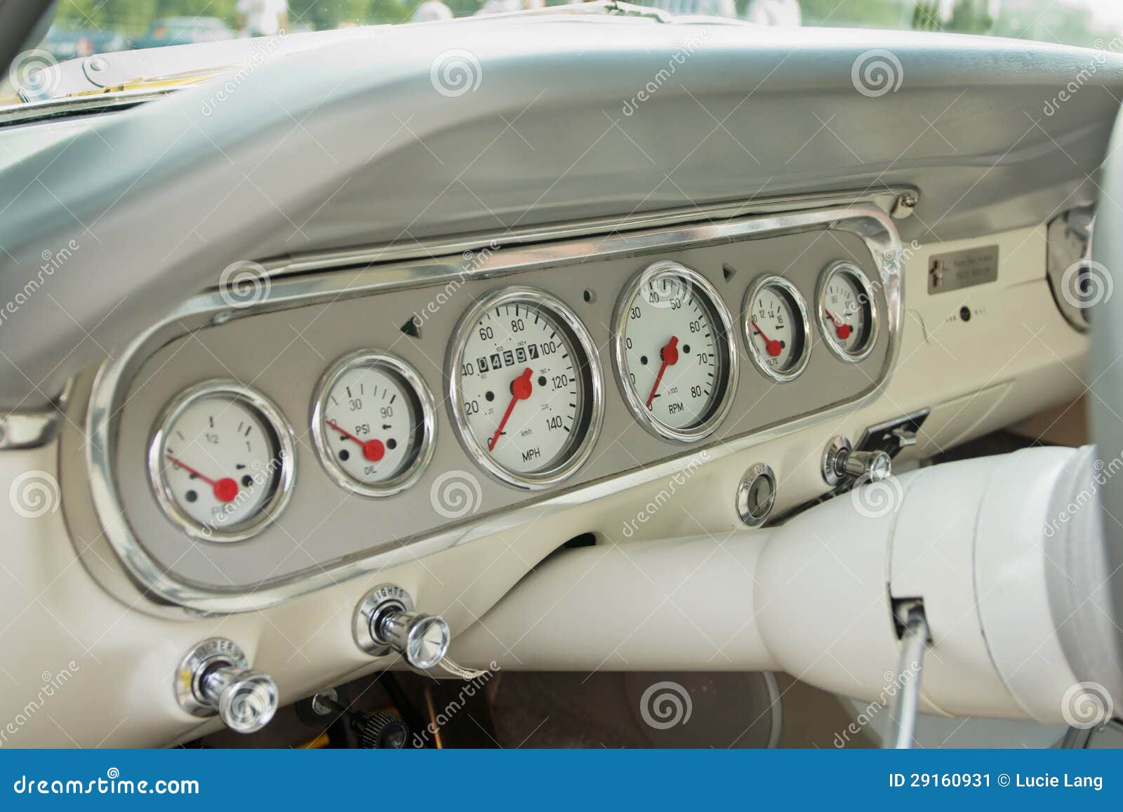 Dashboard of a classic car stock image. Image of wheel - 29160931