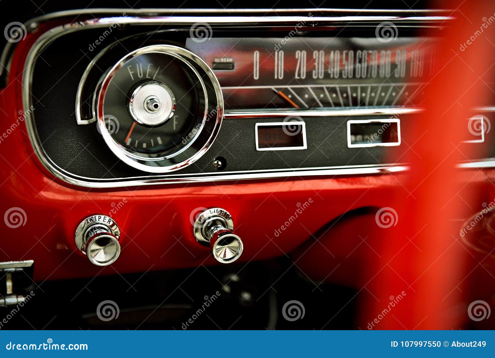 Dashboard of Classic Red Retro Car Stock Photo - Image of classic ...