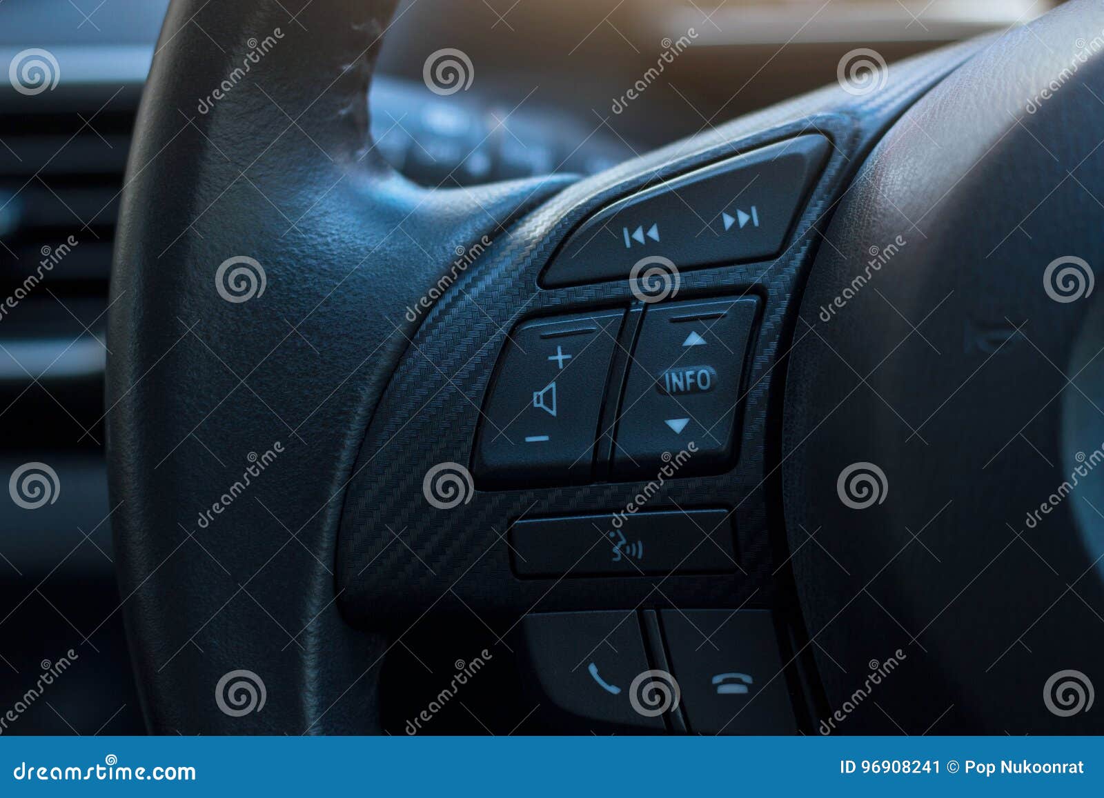 Dashboard Control on Steering Wheel Stock Image - Image of safety ...