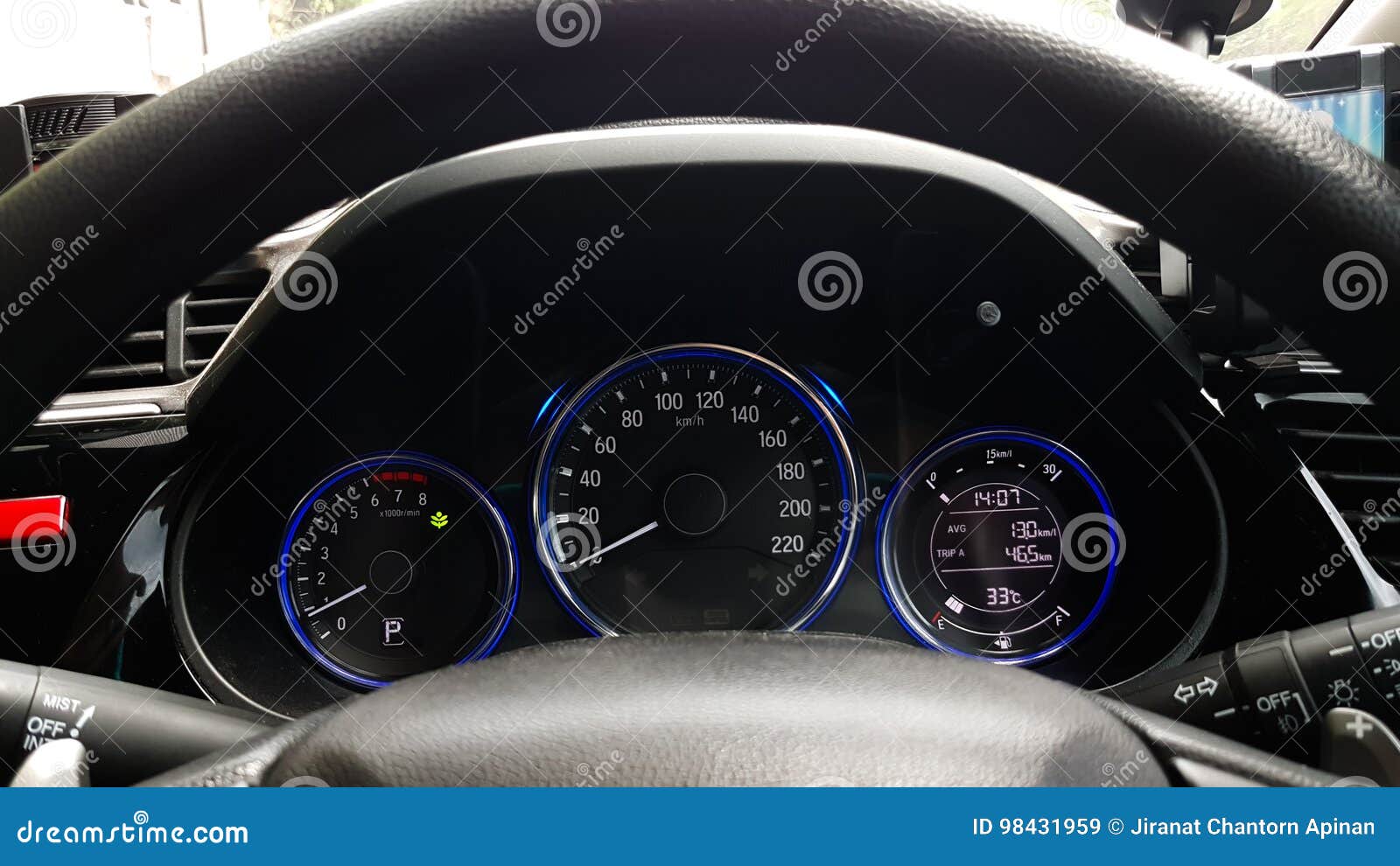 Dashboard Controller Status of Hi-tech Car with Steering Wheel Stock ...