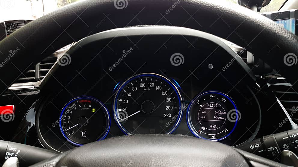 Dashboard Controller Status of Hi-tech Car with Steering Wheel Stock ...