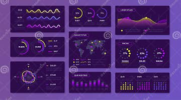 Dashboard Data Infographic. UI Kit for Website Admin Panel with Graphs ...