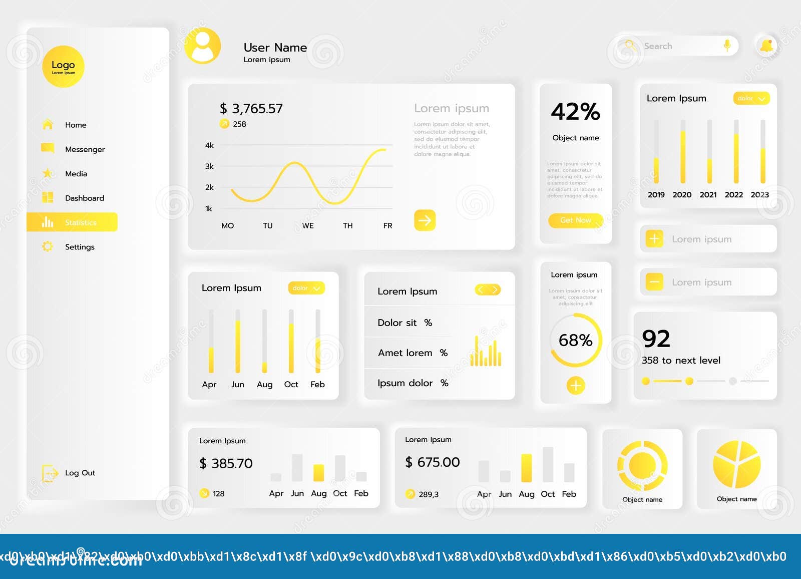 Dashboard Design UX. Wireframe Analytics, App Template, UI Website, Yellow Button, Kit ...