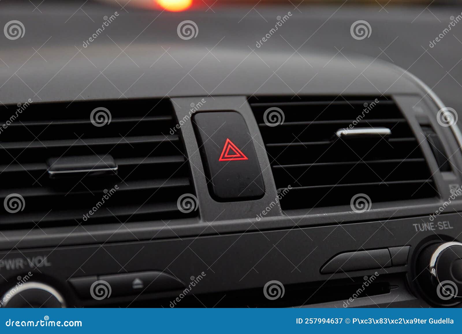 Dashboard Hazard Light Button in Stopping Traffic Stock Image - Image ...