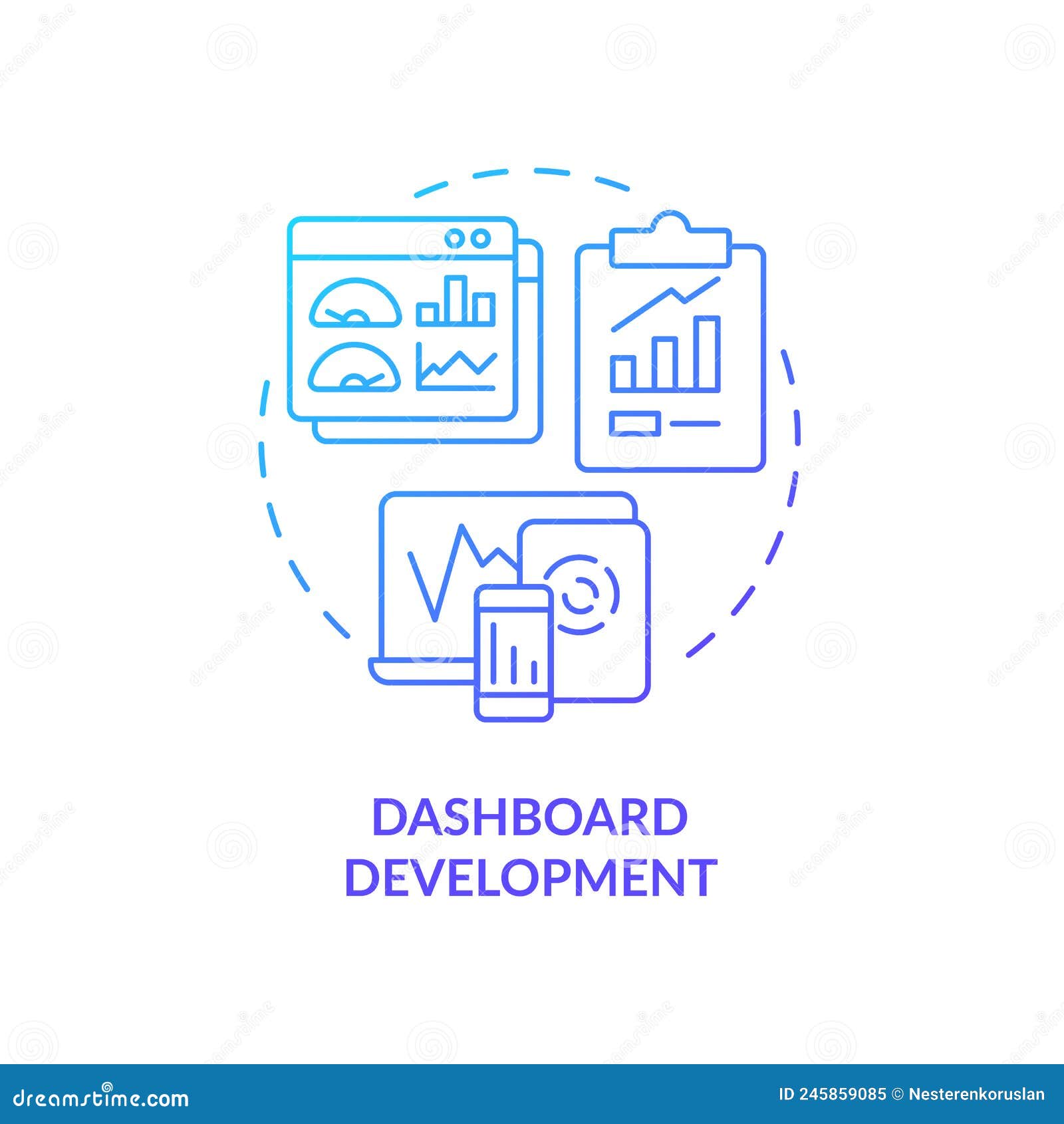 Dashboard Development Blue Gradient Concept Icon Stock Vector ...