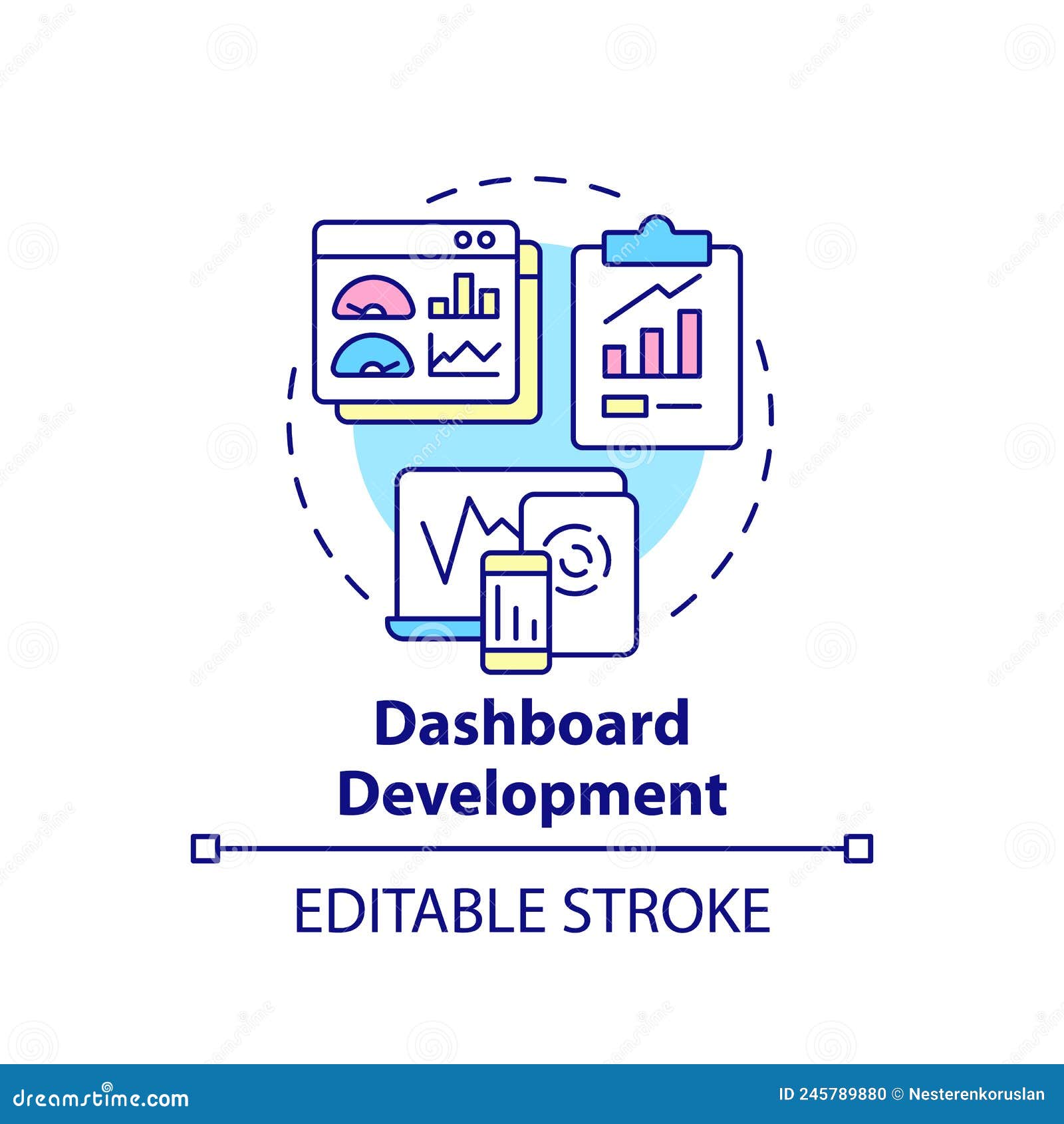 Dashboard Development Concept Icon Stock Vector - Illustration of ...