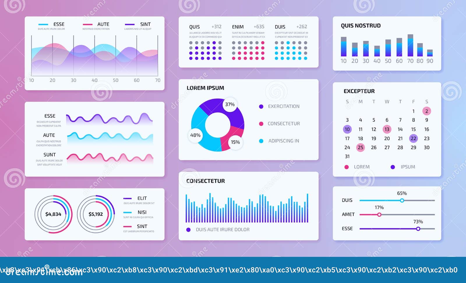 Dashboard Diagram. Modern Admin Panel Kit With Graphs Charts And ...
