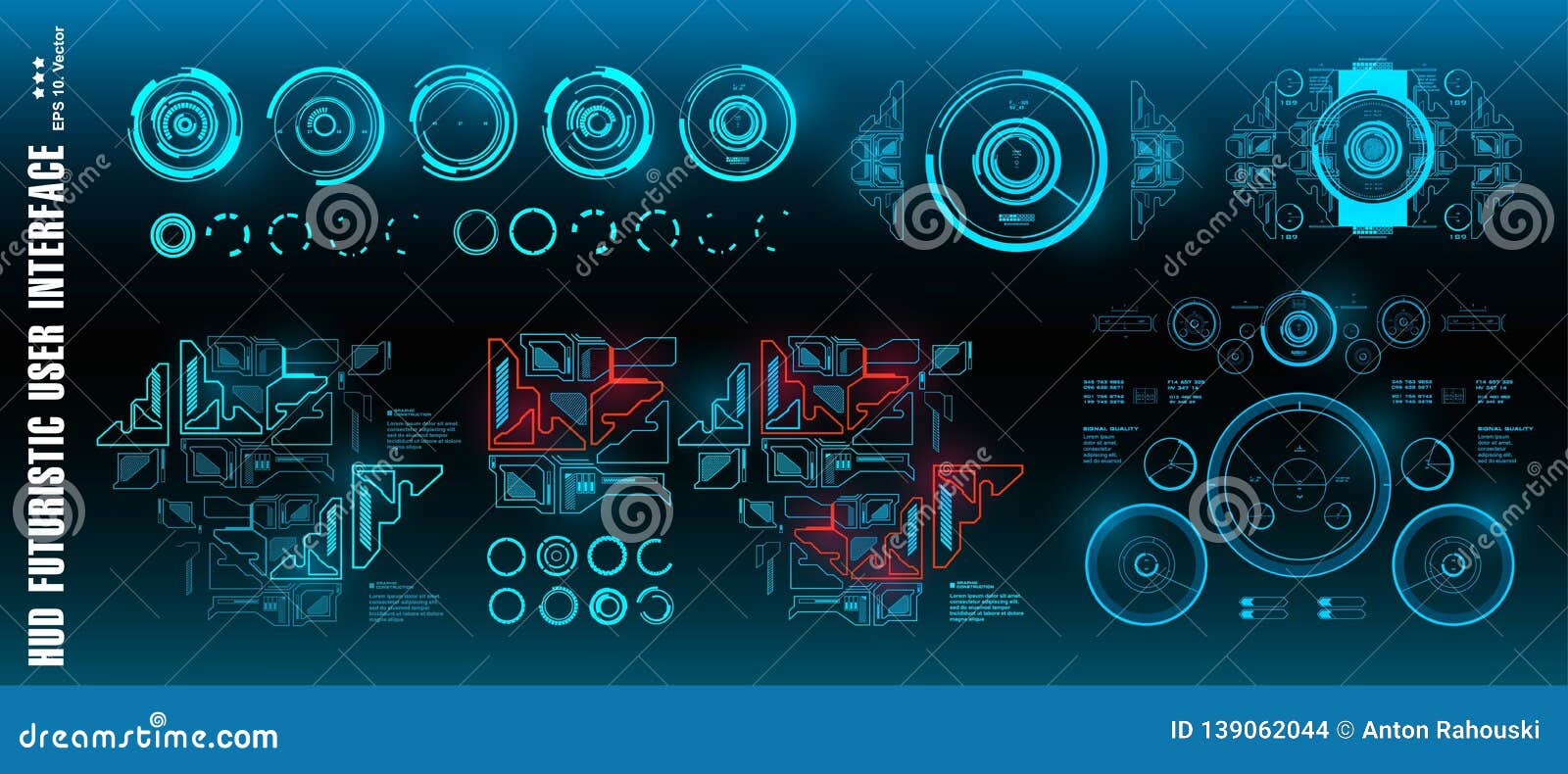 Dashboard Display Virtual Reality Technology Screen. HUD Futuristic Green User Interface, Target ...