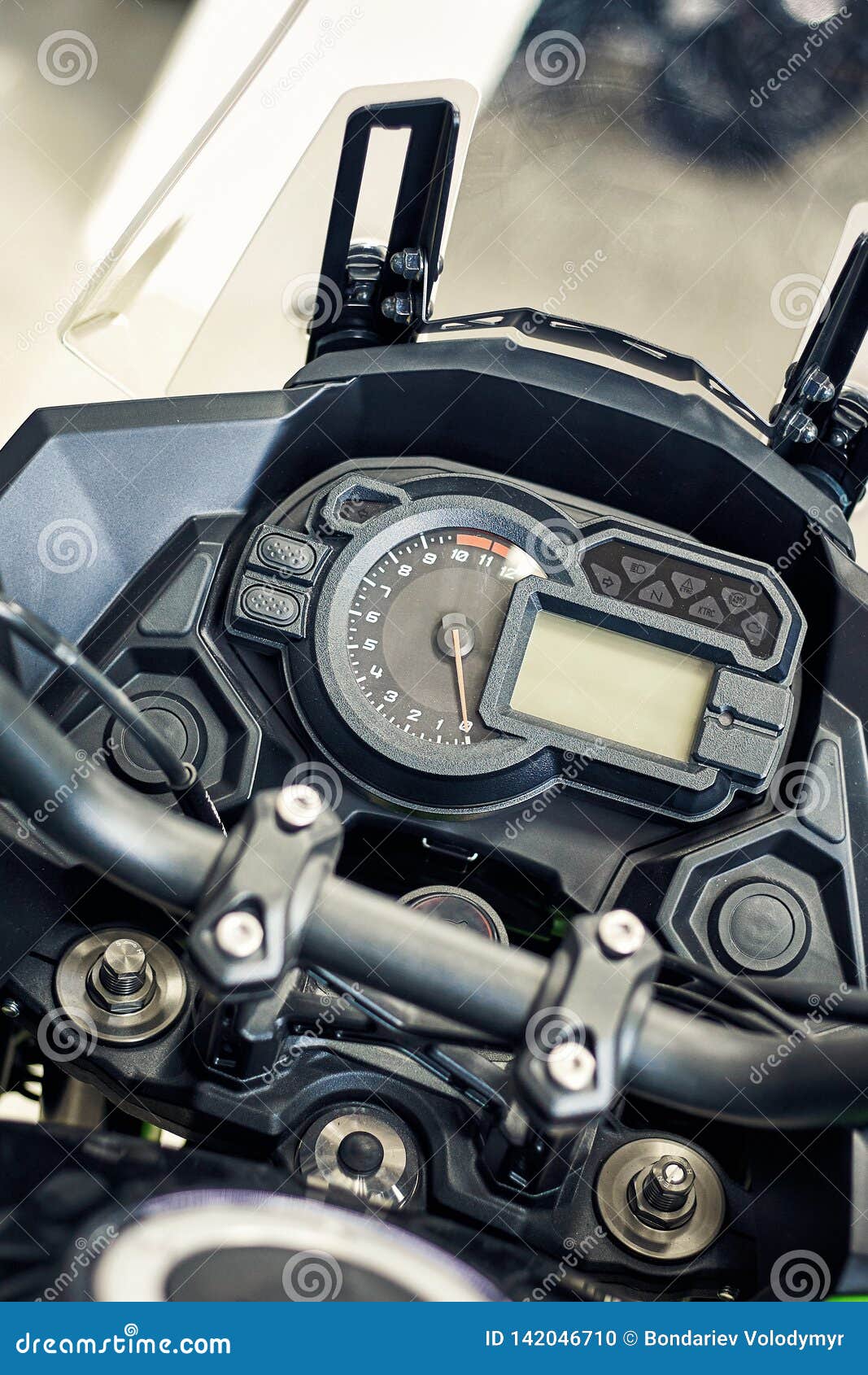 Dashboard of the Front of a Large Motorcycle Stock Photo - Image of ...