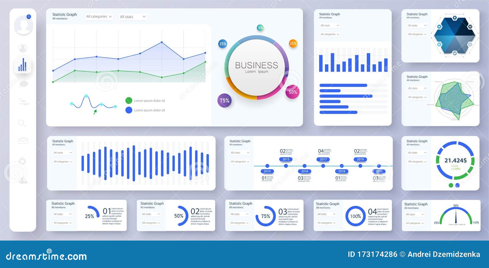 Dashboard, Great Design for Any Site Purposes. Business Infographic ...