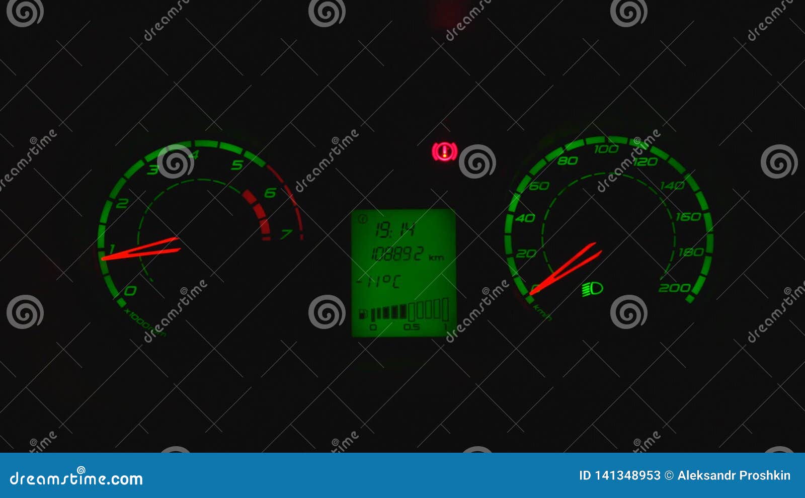 Dashboard Green in Car at Night Stock Video - Video of auto, meter ...