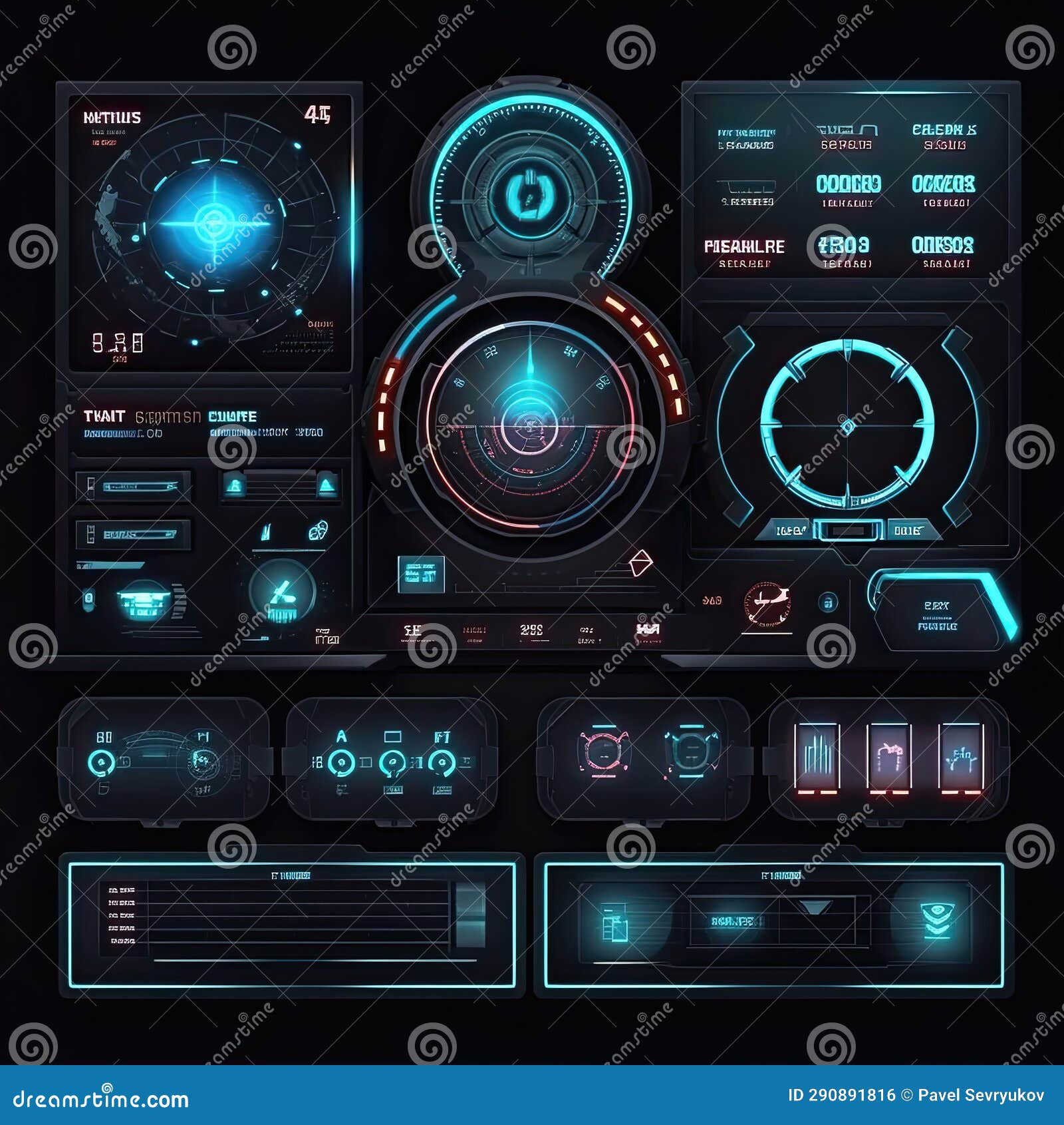 Dashboard Hud Elements Ai Generated Stock Illustration - Illustration ...