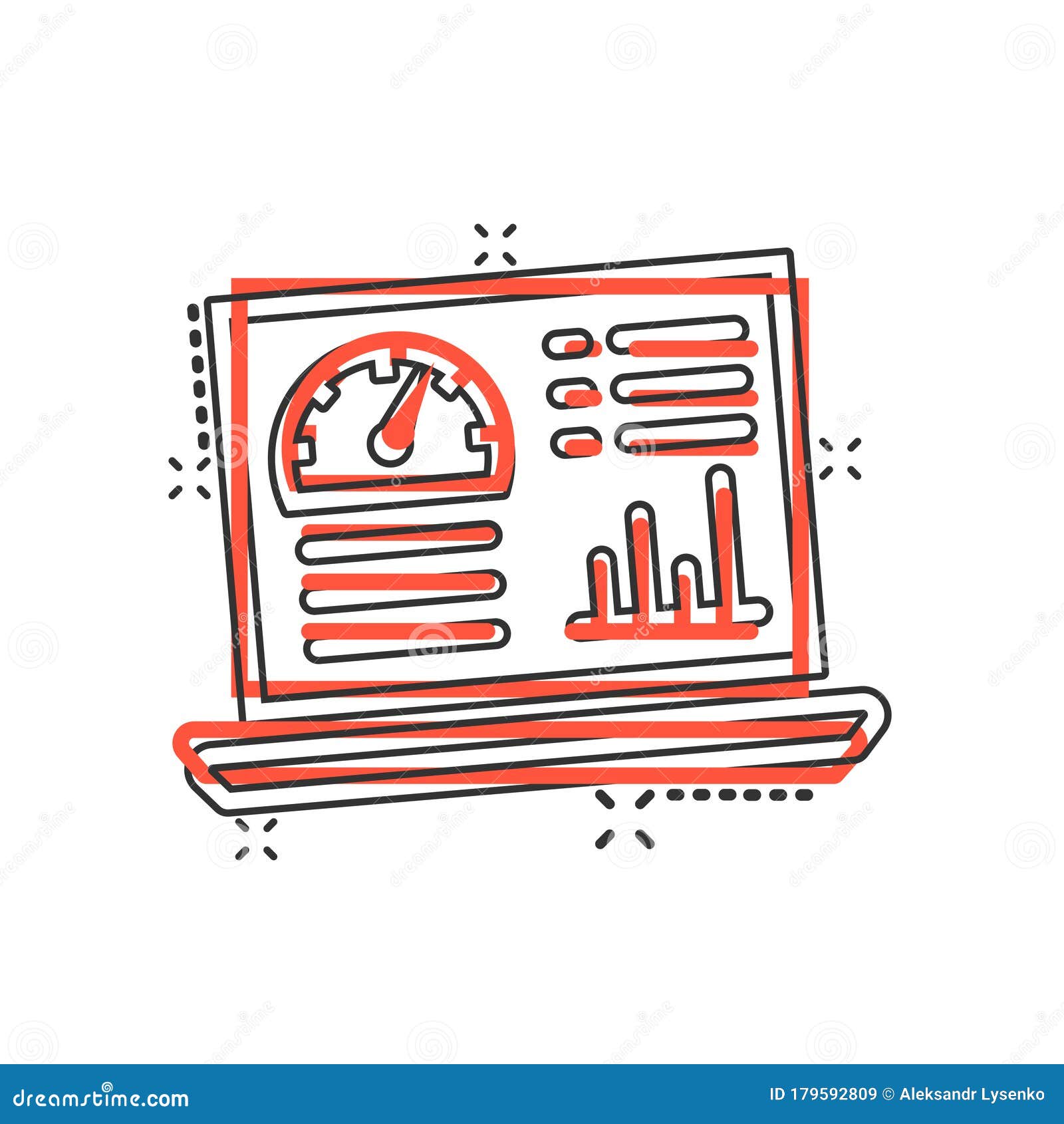Dashboard Icon in Comic Style. Finance Analyzer Cartoon Vector ...