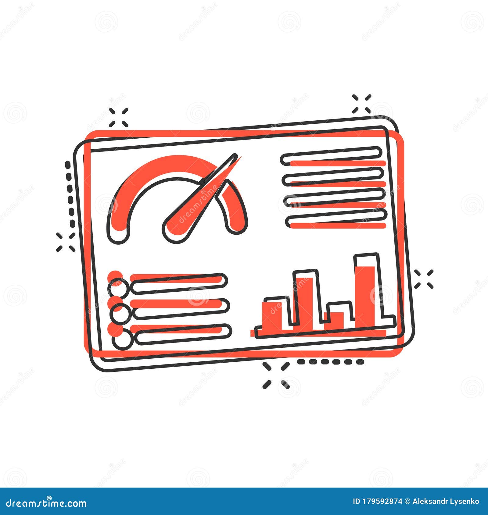 Dashboard Icon in Comic Style. Finance Analyzer Cartoon Vector ...