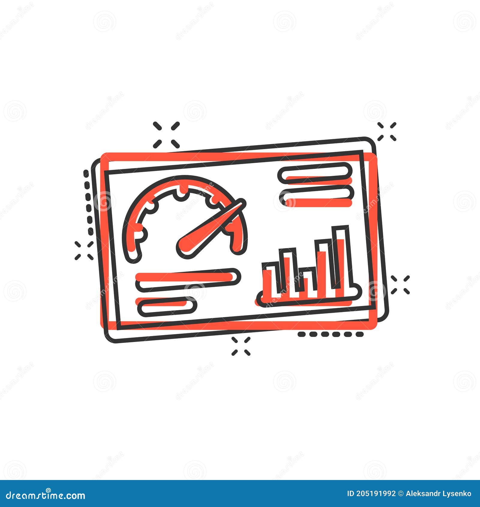 Dashboard Icon in Comic Style. Finance Analyzer Cartoon Vector ...