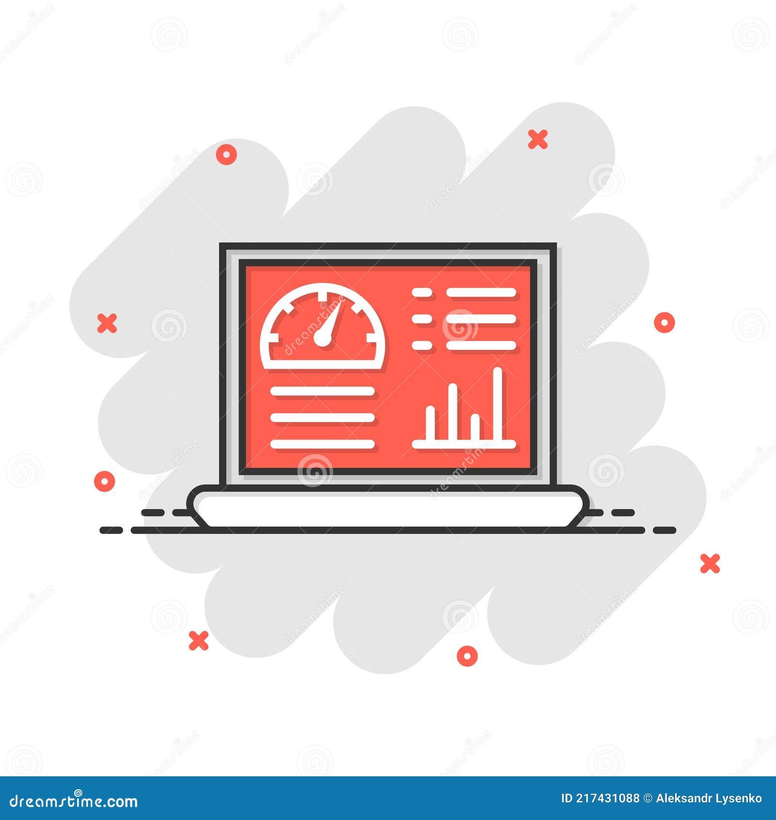Dashboard Icon in Comic Style. Finance Analyzer Cartoon Vector ...