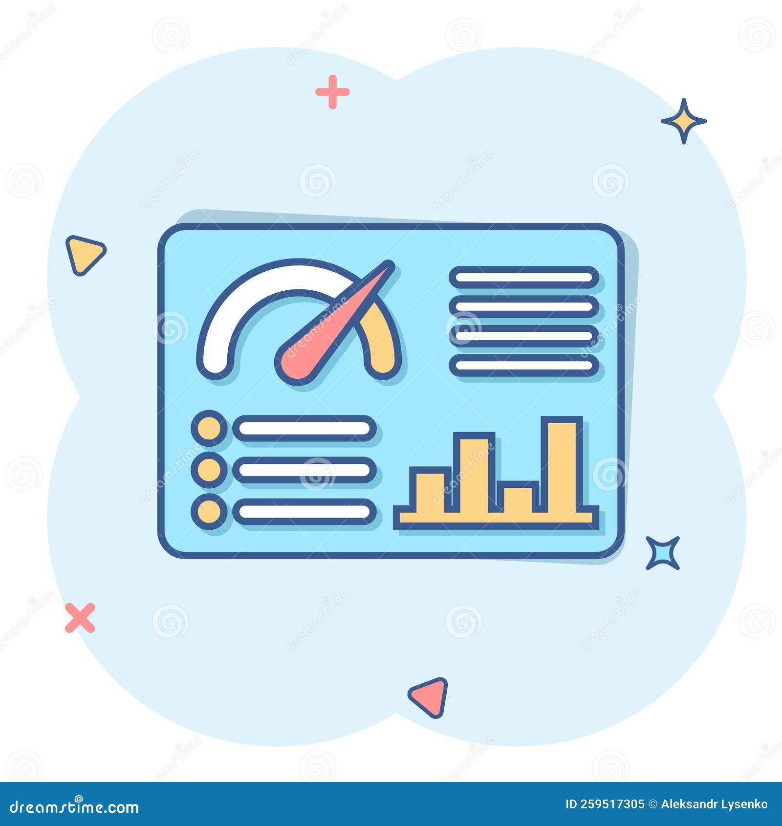 Dashboard Icon in Comic Style. Finance Analyzer Cartoon Vector ...