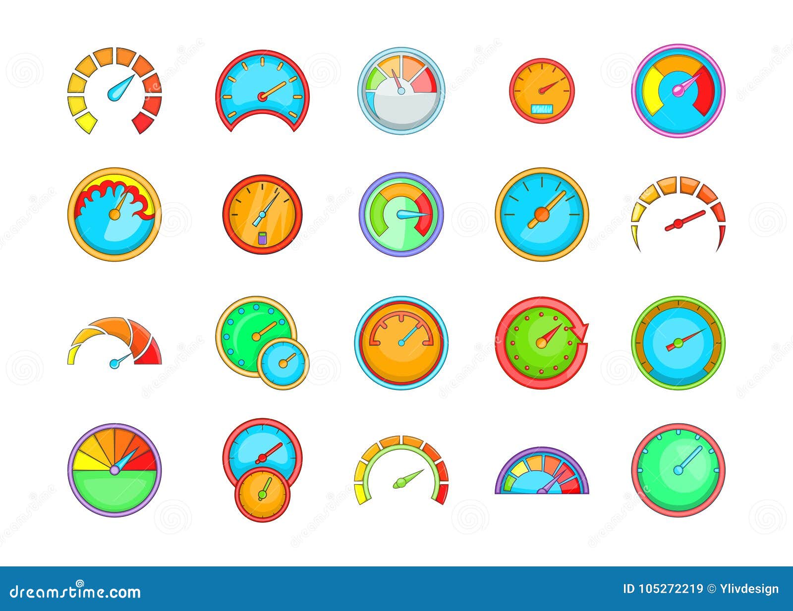 Dashboard Icon Set, Cartoon Style Stock Vector - Illustration of ...