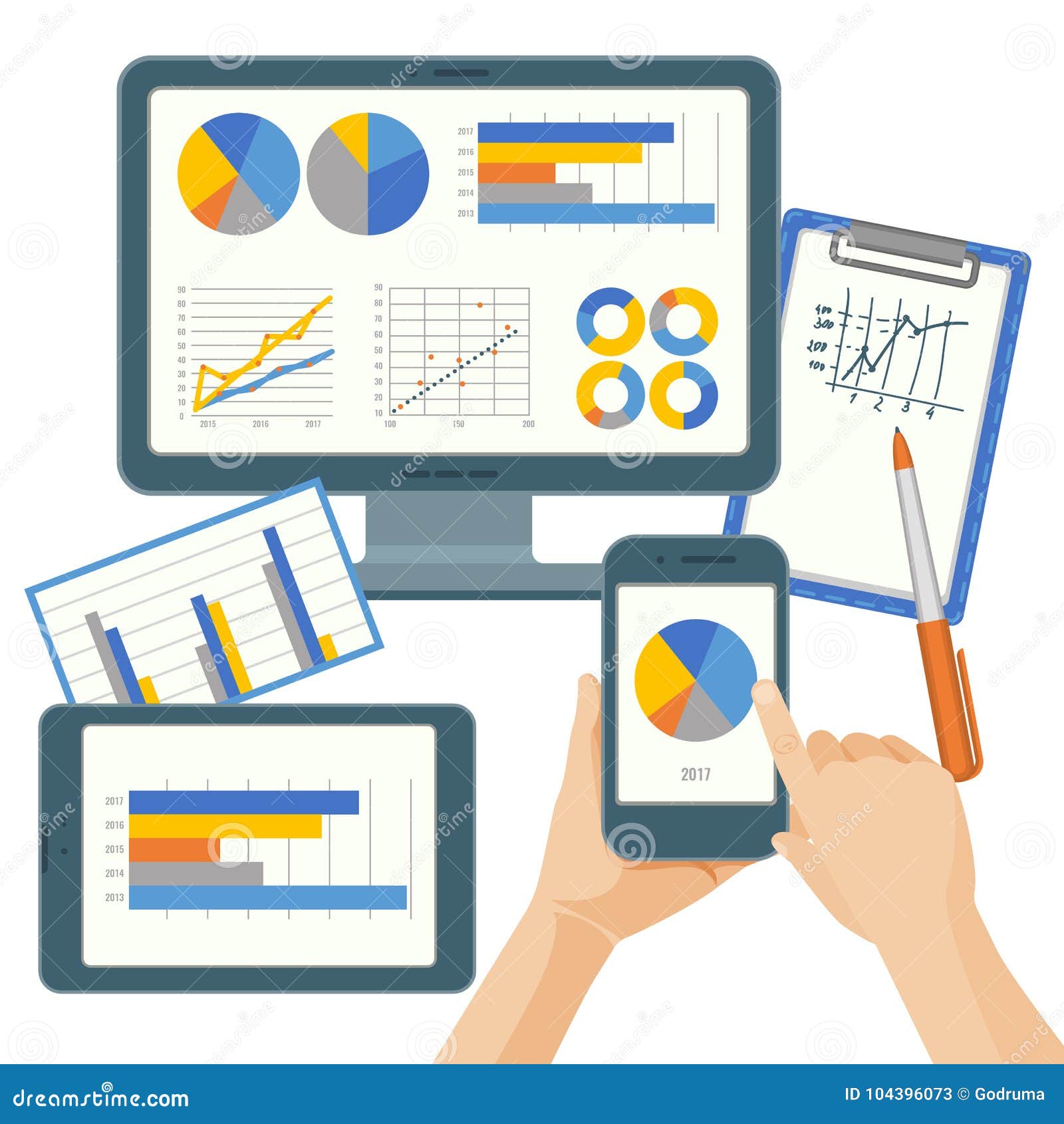 Dashboard Icons of Human Hands and Gadgets Vector Illustration Stock ...
