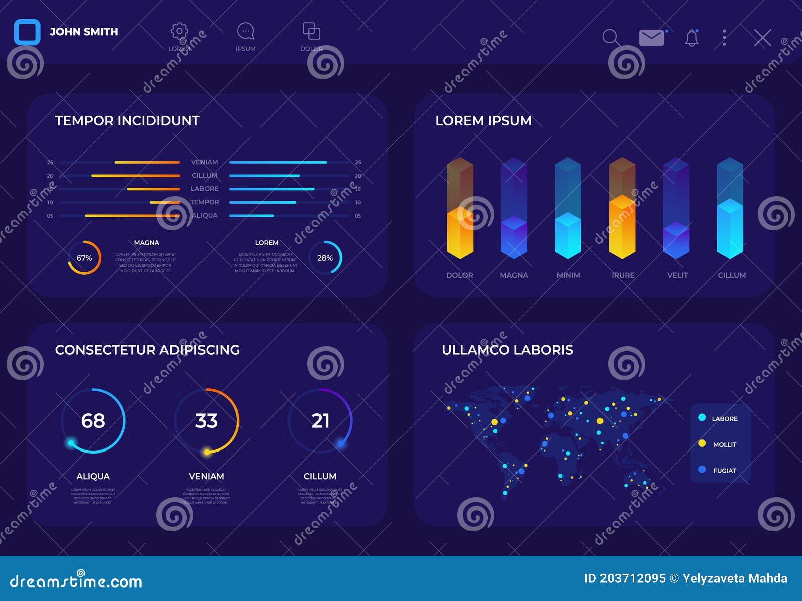 Dashboard Infographic User Panel. Web Technology Hud Interface. Network ...