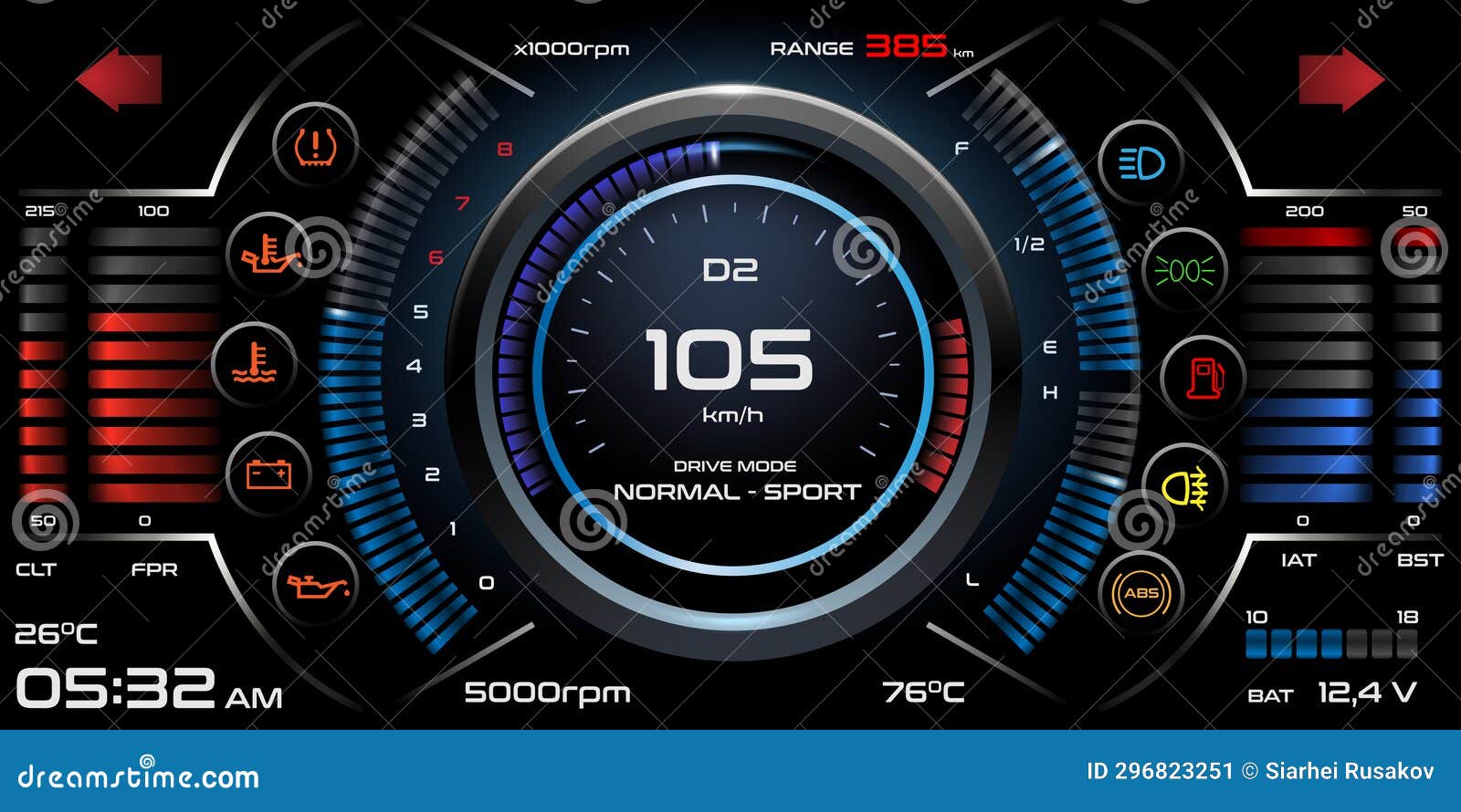 Dashboard Instrument Control Panel or Fascia Realistic Vector. Stock ...