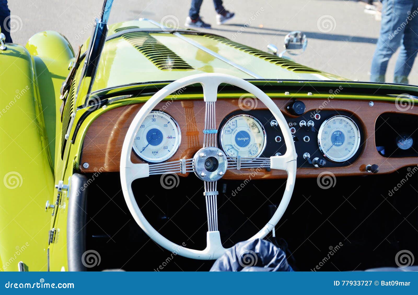 Dashboard Instrument Panel of a Vintage Morgan Plus 4 Roadster Classic ...