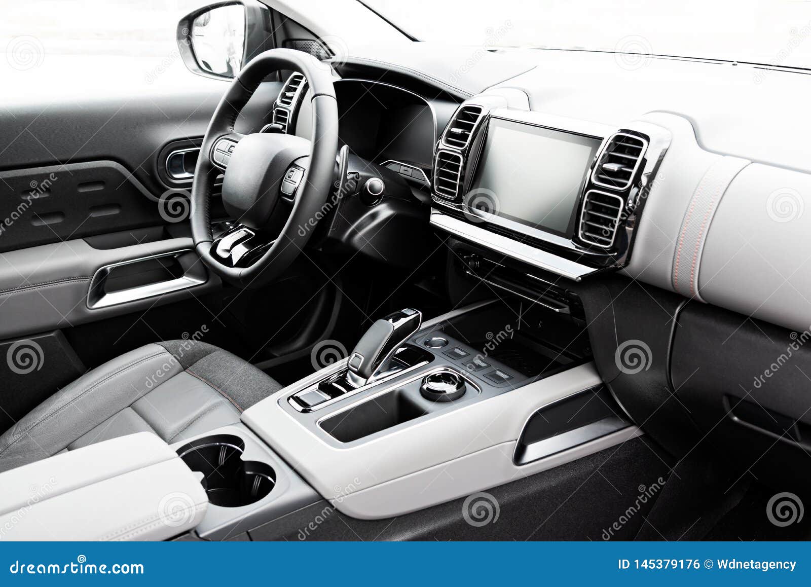 Interior of a modern car stock photo. Image of equipment - 145379176