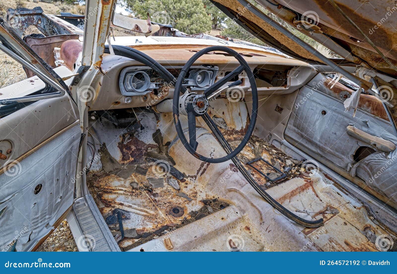 The Dashboard and Interior of a Wrecked Automobile Stock Photo - Image ...