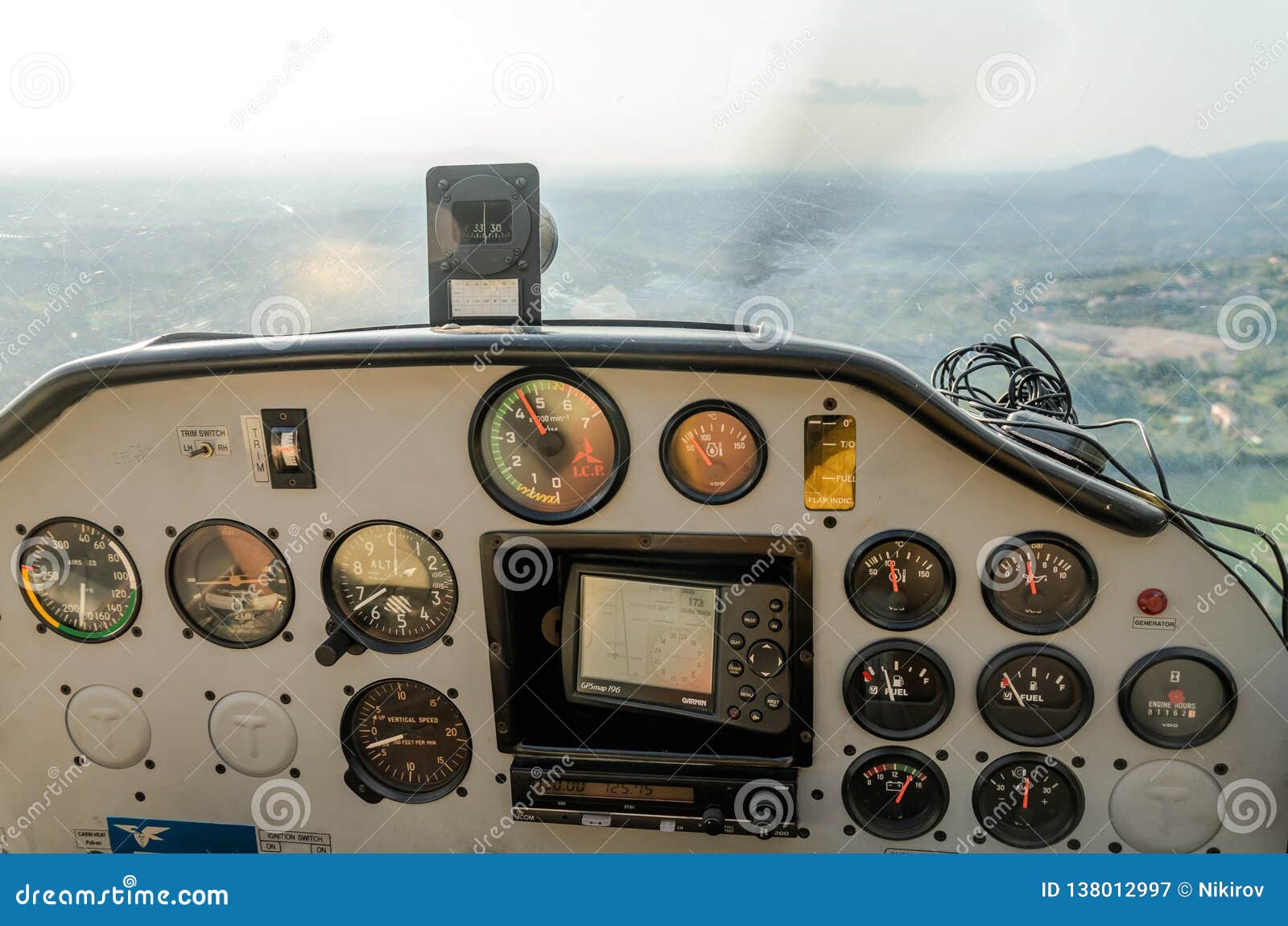 ROMA, ITALY - AUGUST 2018: Dashboard Light Aircraft Tecnam P92-S Echo ...