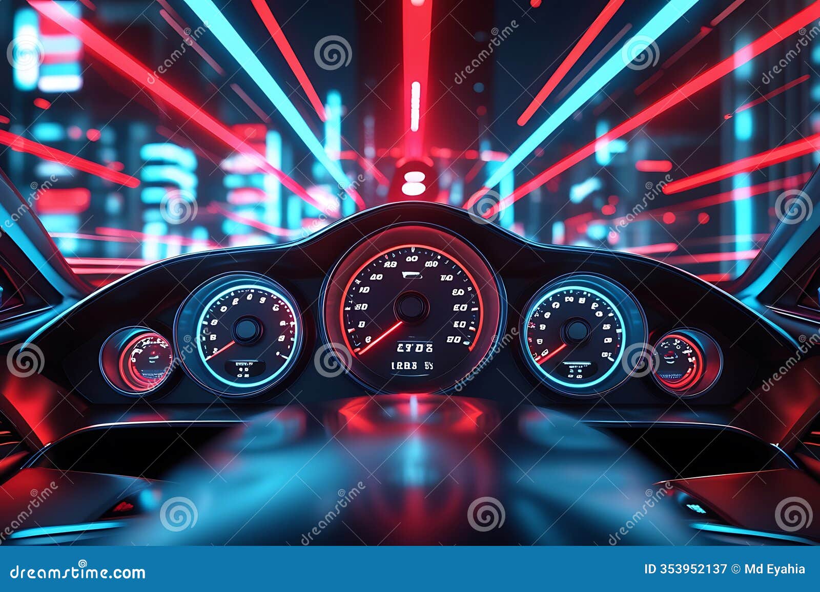 Dashboard and Lights and Speed Metter Stock Illustration - Illustration ...