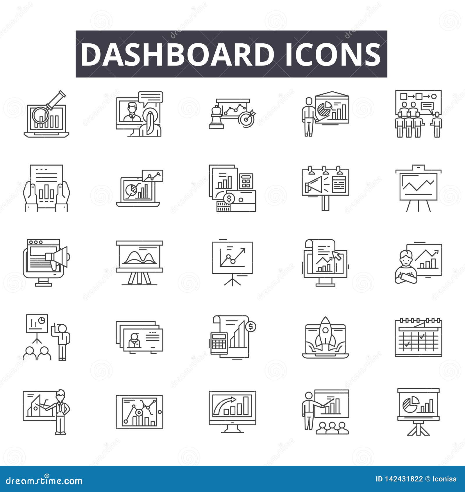 Dashboard Line Icons for Web and Mobile Design. Editable Stroke Signs ...