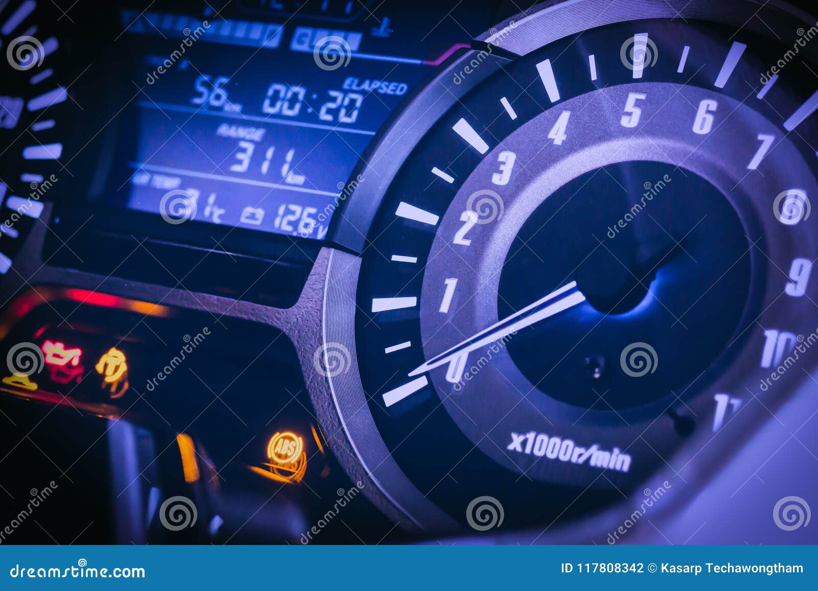 Dashboard of the Motorcycle and Engine Gauge , Selective Focus Stock ...