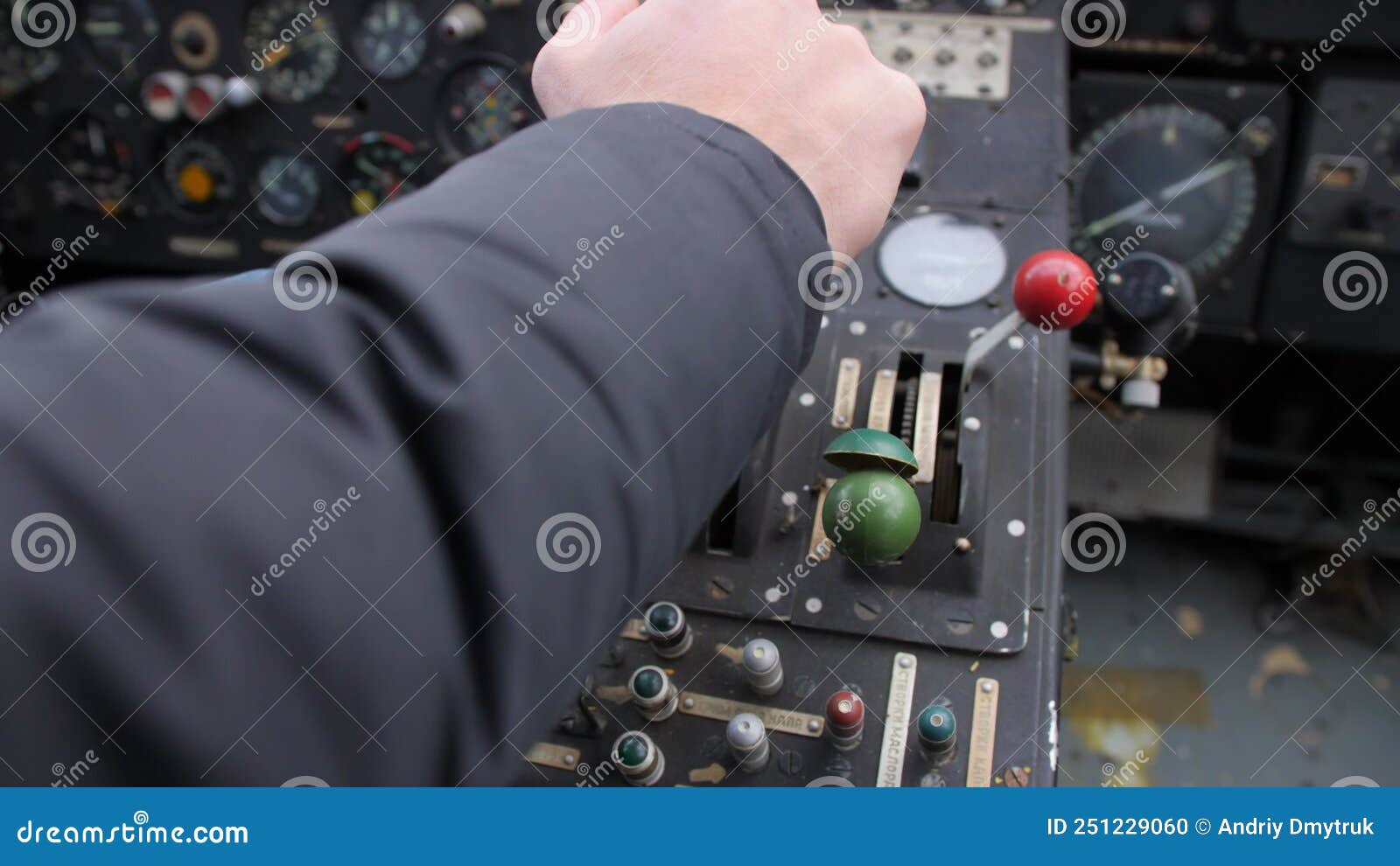 Dashboard of the Old an-2 Aircraft. Pilot Push Thrust Lever. Stock ...