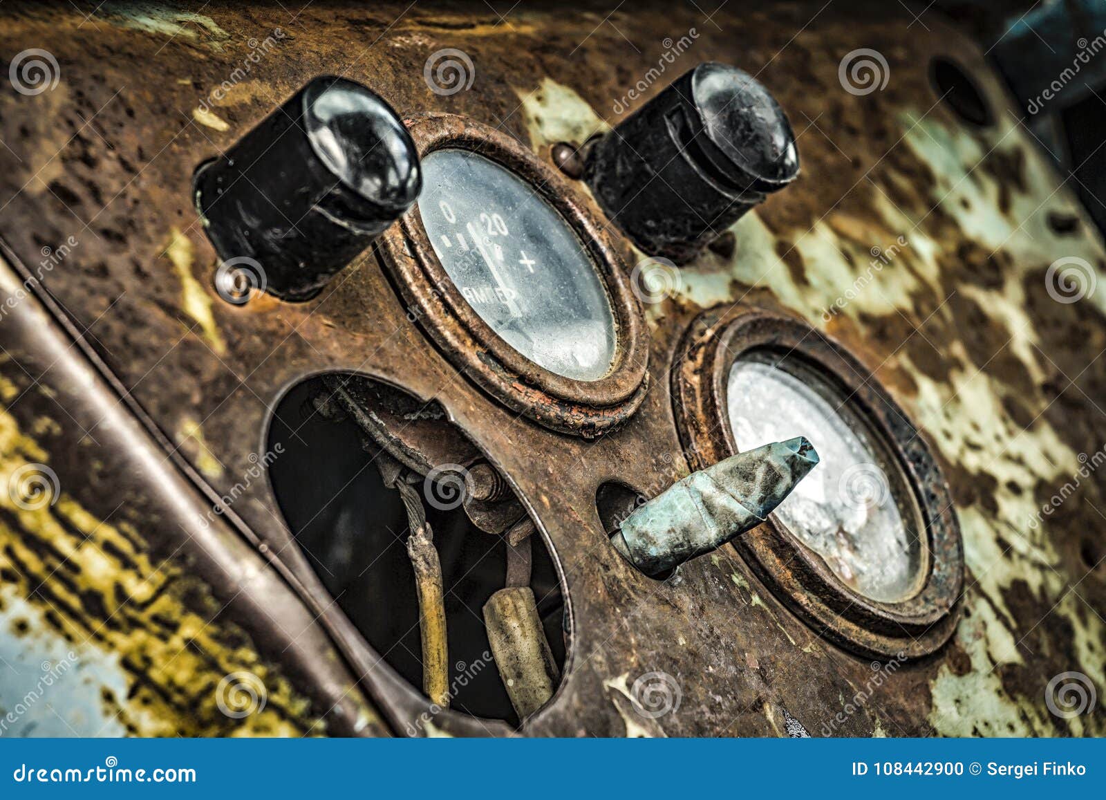 The Dashboard of the Old Tractor Stock Photo - Image of industry, gauge ...