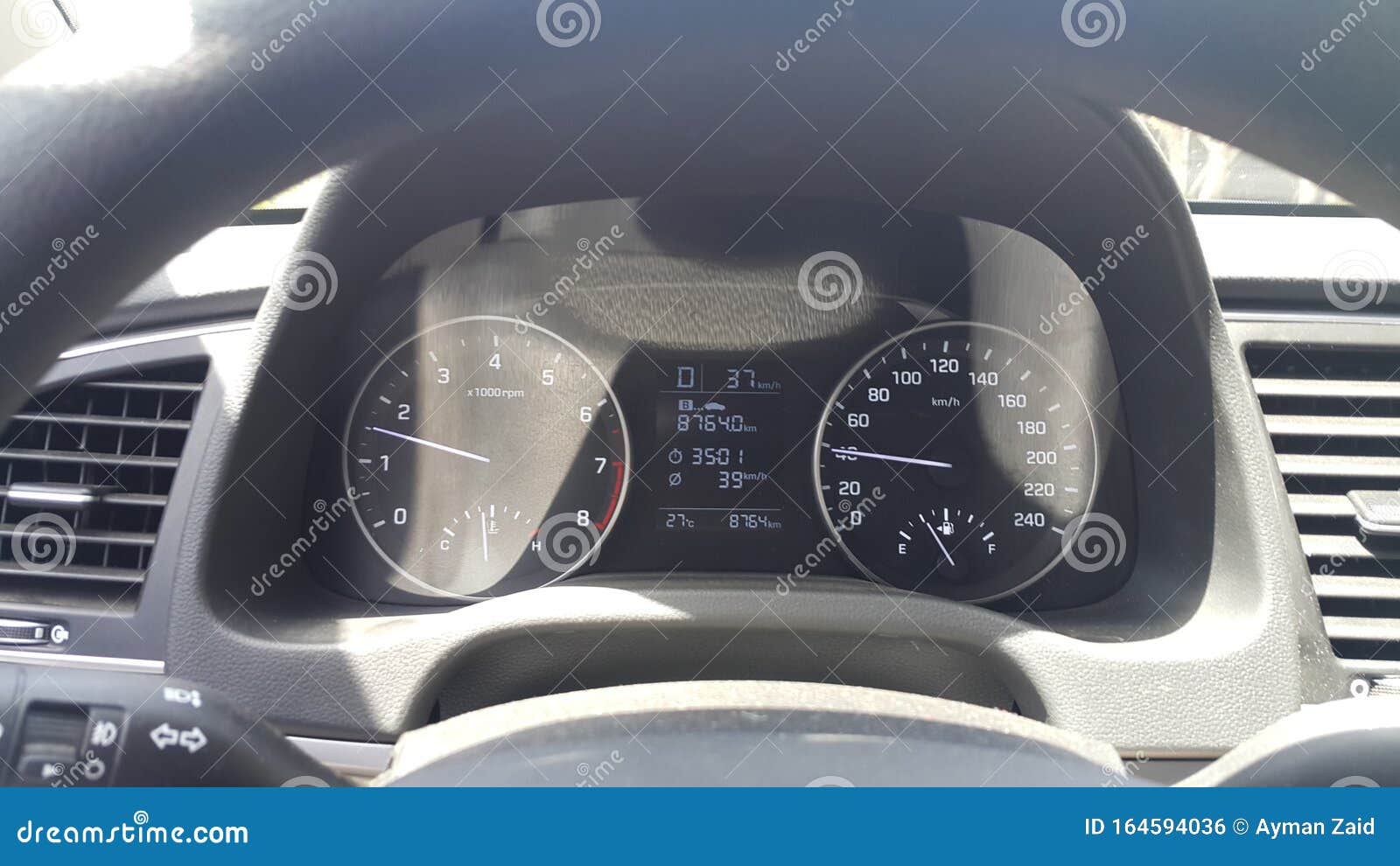 Car Speedometer. Car Interior from the Inside Stock Photo - Image of ...