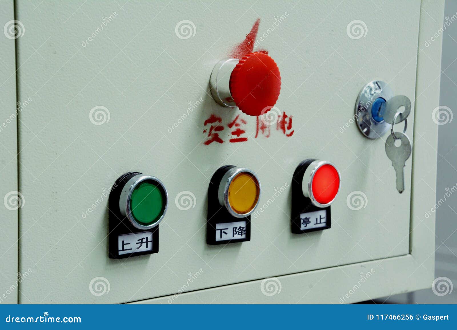 Dashboard with Red, Yellow and Green Button and Panic Button Stock ...
