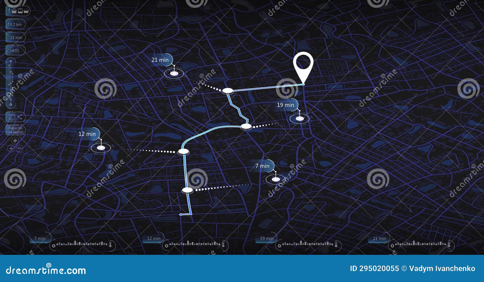 Dashboard with Satellite, Location and Roadmap. Interface for ...
