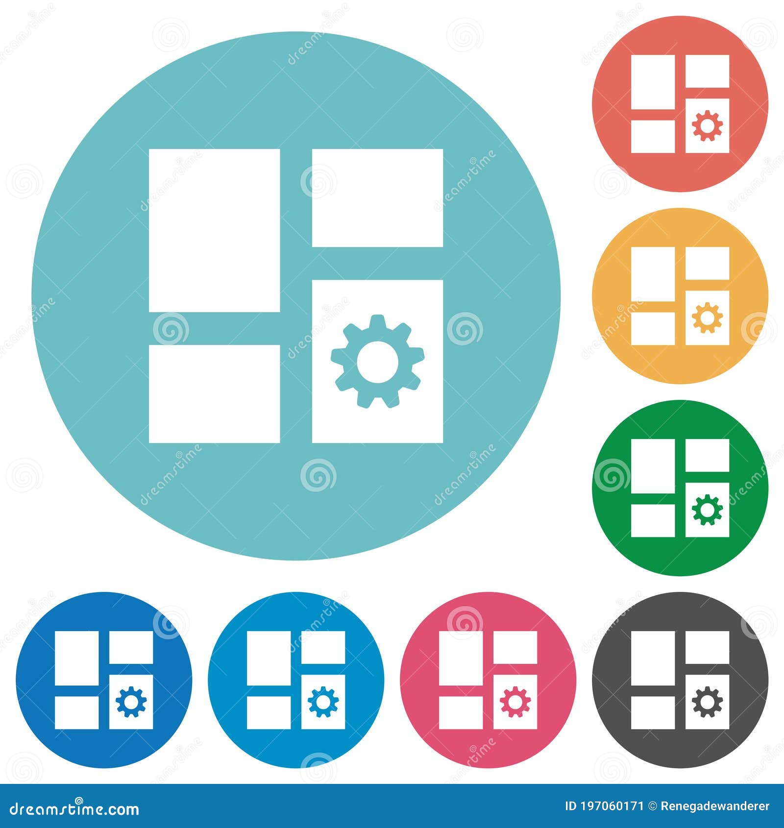 Dashboard Settings Flat Round Icons Stock Vector - Illustration of ...