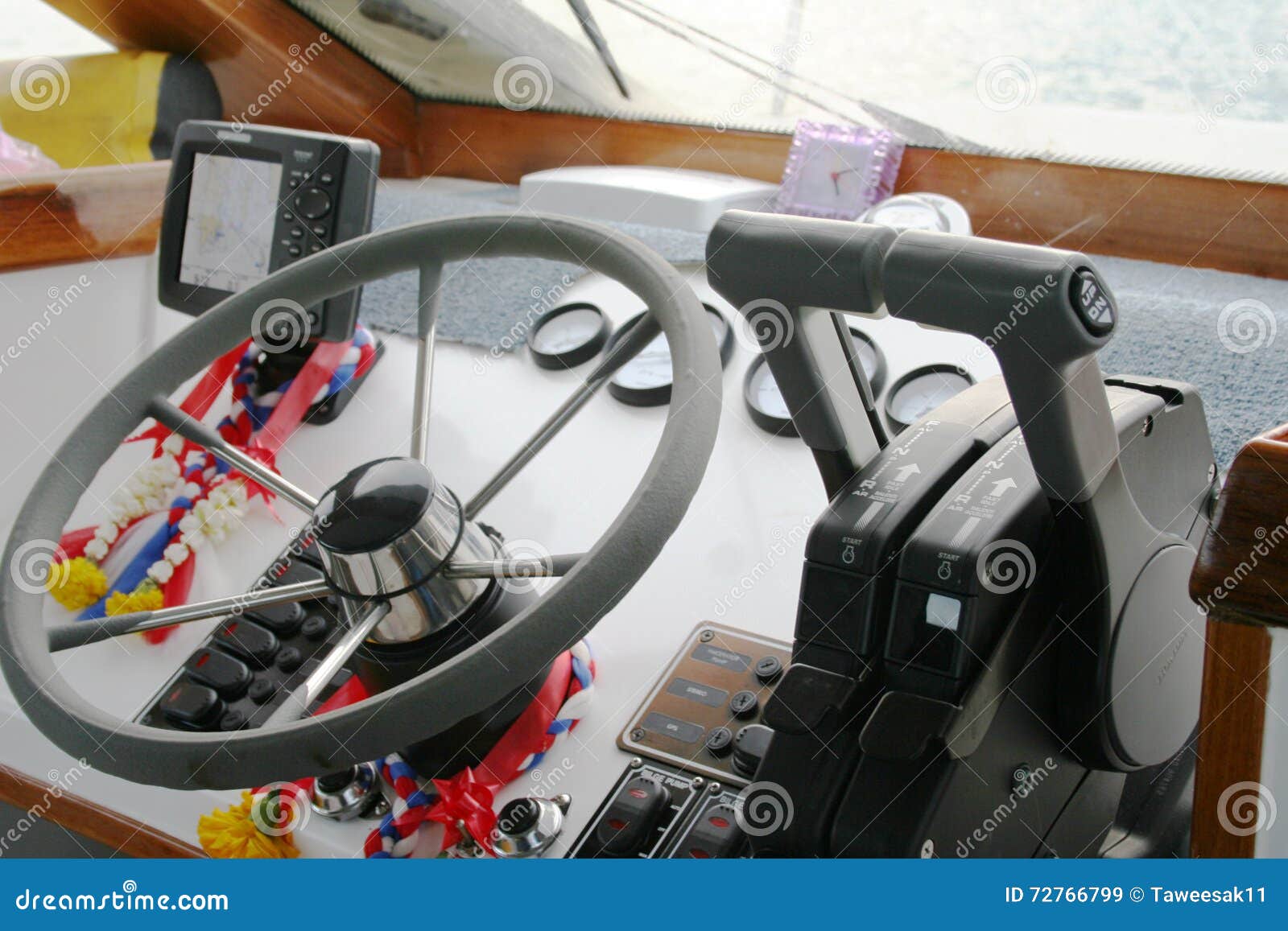 Dashboard of speed boat stock image. Image of wheel, console - 72766799